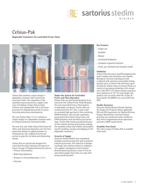 Data Freeze-Thaw Celsius-Pak S--2054-e