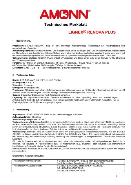 Technisches Merkblatt LIGNEX® RENOVA PLUS - Amonn
