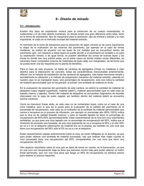 9.- Diseño de minado - UNAM