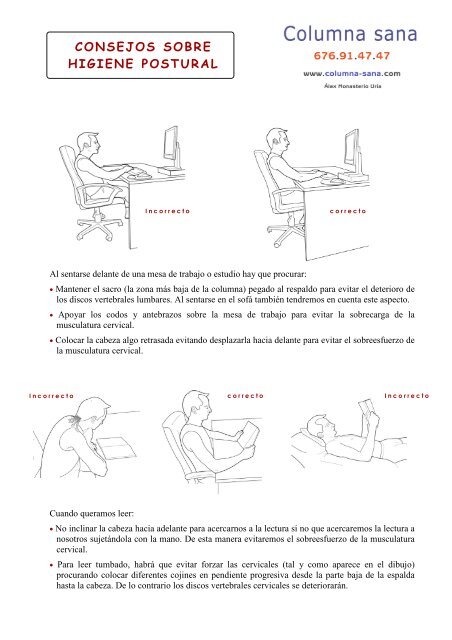 HIGIENE POSTURAL - columna sana