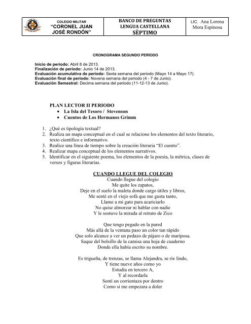 Castellano - colegio militar coronel juan jose rondon