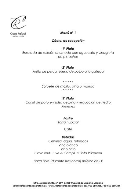 Haz clic aquí para consultar nuestros menús de boda - Casa Rafael