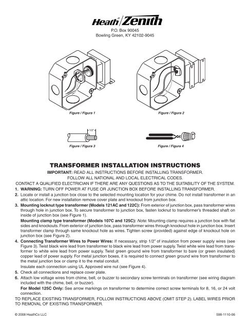TRANSFORMER INSTALLATION INSTRUCTIONS - Heath Zenith