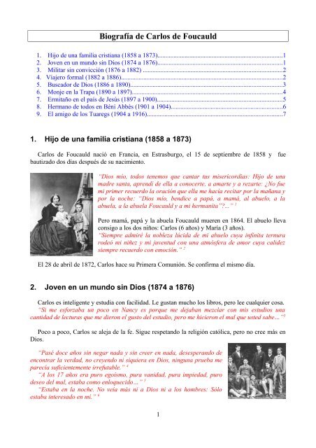 Biografía de Carlos de Foucauld - Charles de Foucauld