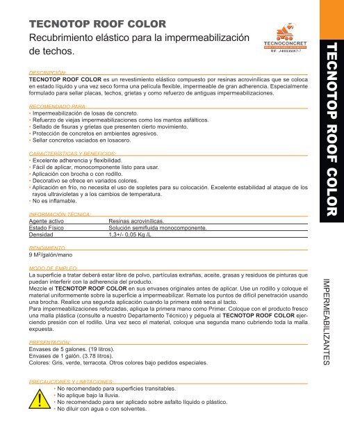 tecnotop roof color - Tecnoconcret