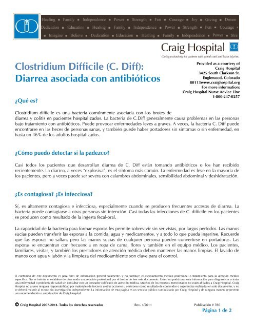 Clostridium Difficile (C. Diff): Diarrea asociada con ... - Craig Hospital