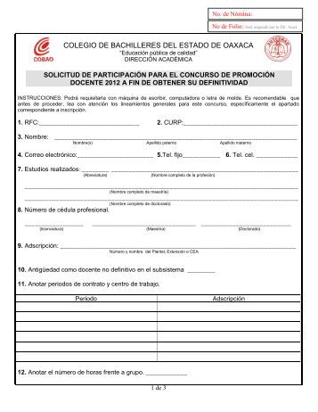 Formato de Inscripción para el examen de admisión - Centro