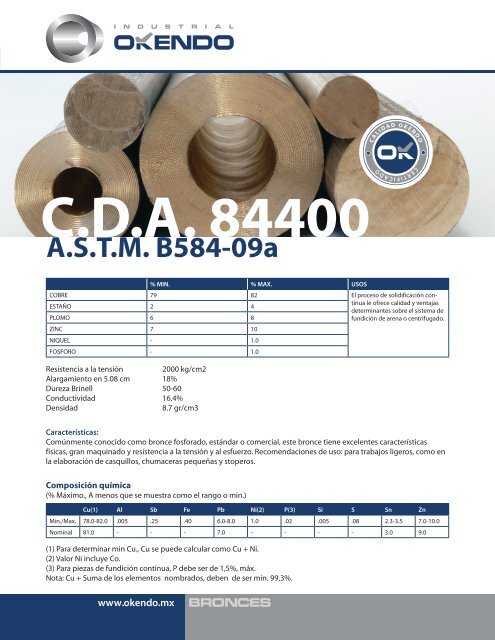 A.S.T.M. B584-09a - Bronce