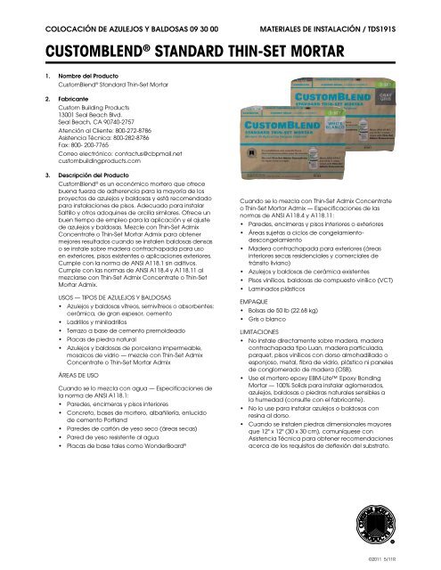 customblend® standard thin-set mortar - Custom Building Products