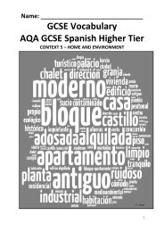 GCSE Vocabulary - AQA GCSE Spanish Higher Tier Textbook
