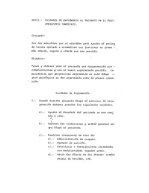 cuidados de enfermeria al paciente en el post operatorio inmediato.