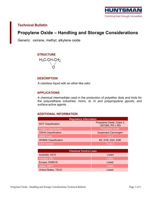 Propylene Oxide Handling and Storage Considerations
