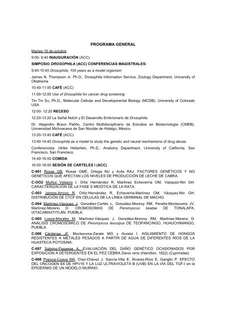 PROGRAMA GENERAL-SMG-2010 - Sociedad Mexicana de Genética