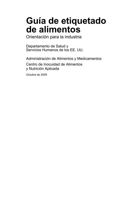 Guía de Etiquetado de Alimentos (FDA) - Siicex