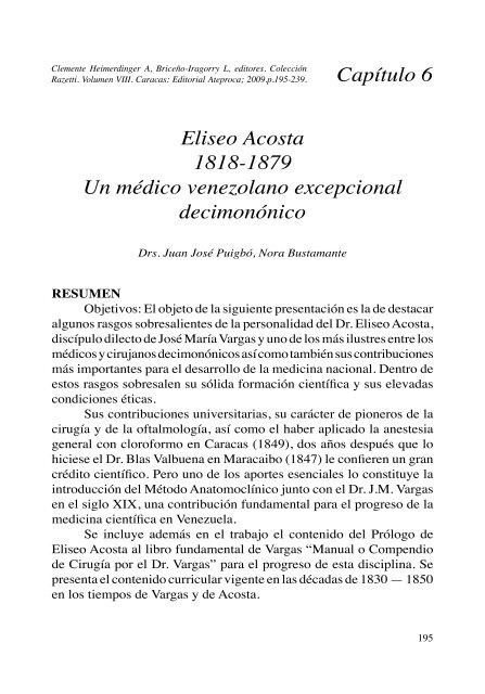 Eliseo Acosta 1818-1879 Un médico venezolano excepcional ...