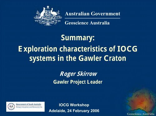 Exploration characteristics of IOCG systems in the - Geoscience ...