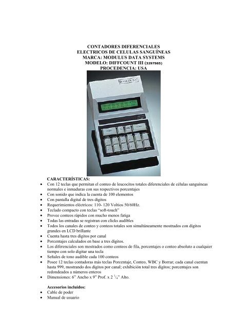 contadores diferenciales electricos de celulas ... - medicomercio