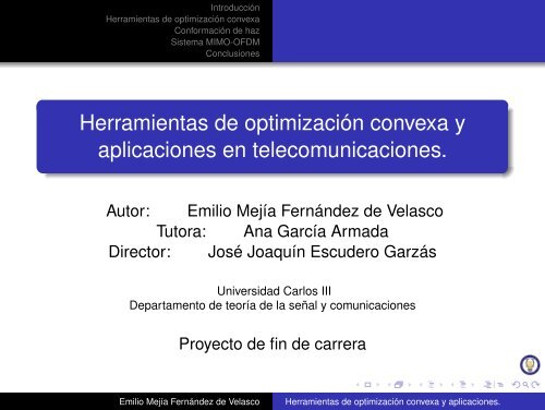 Herramientas de optimización convexa y aplicaciones en ...