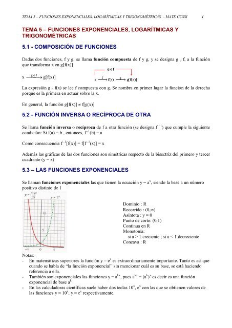 Tema 5 Funciones Exponenciales LogarÍtmicas Y