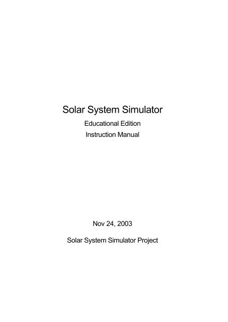 PDF manual - Solar System Simulator Project