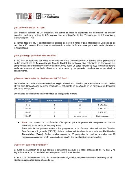 ¿En qué consiste el TIC Test? Las pruebas constan de 25 preguntas ...