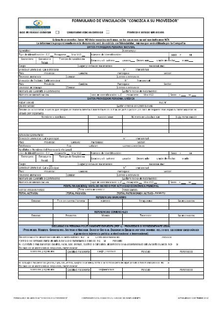 FORMULARIO CONOZCA A SU PROVEEDOR sep ... - Coop Seguros