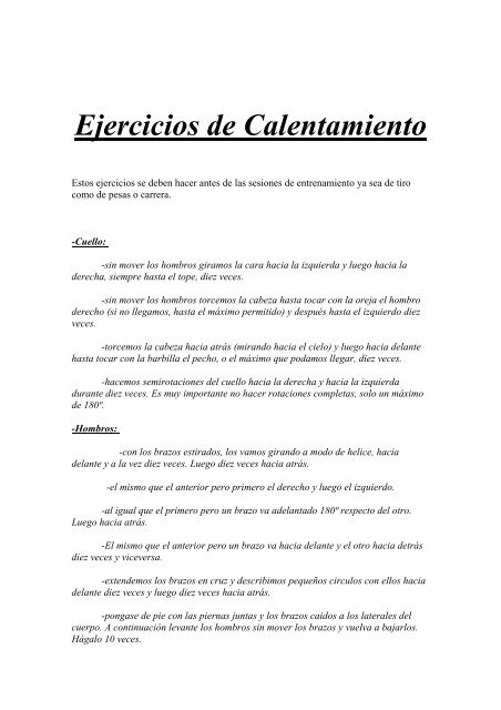 Ejercicios de Calentamiento