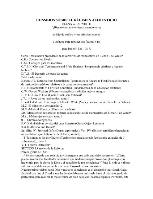 consejos sobre el régimen alimenticio - Iglesia Adventista del ...