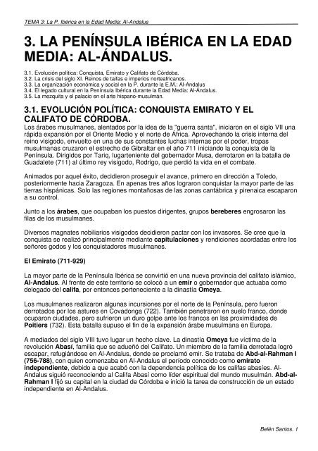 3. la península ibérica en la edad media: al-ándalus. - historiaenclase
