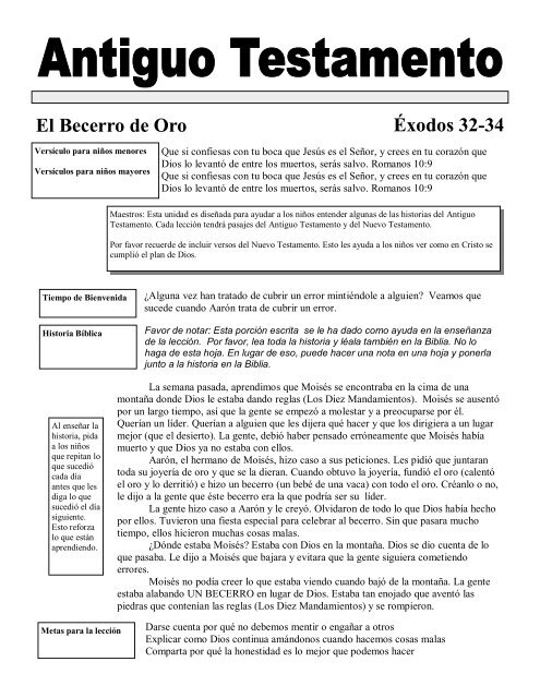 El Becerro de Oro Éxodos 32-34 - Mission Arlington