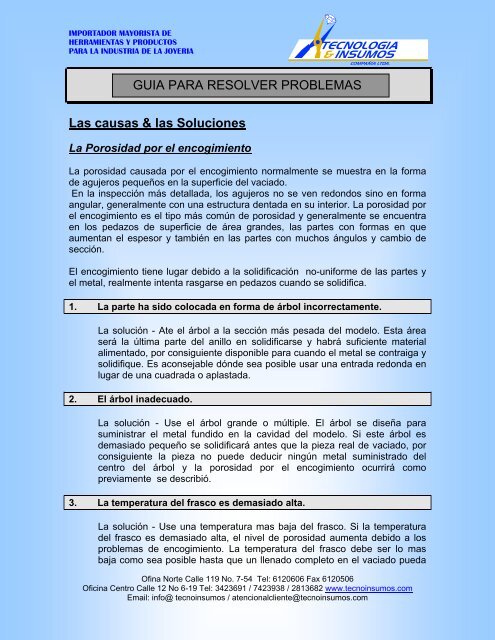 GUIA PARA RESOLVER PROBLEMAS Las causas & las Soluciones