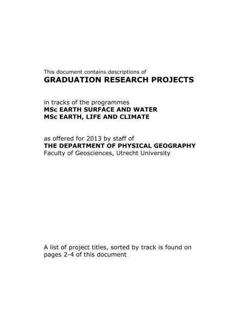 GRADUATION RESEARCH PROJECTS