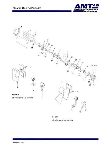 Plasma Gun F4 Partslist - AMT AG