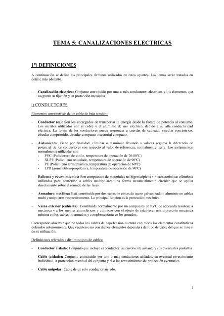 TEMA 5: CANALIZACIONES ELECTRICAS