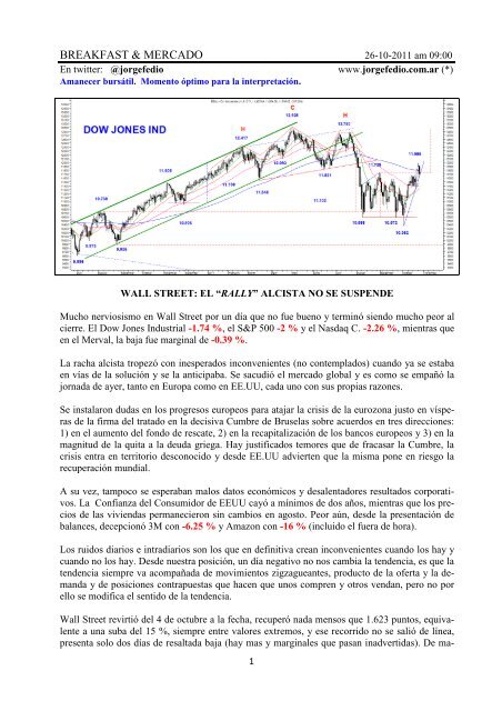 Análisis técnico: Jorge Fedio 26/10/11 - la bolsa