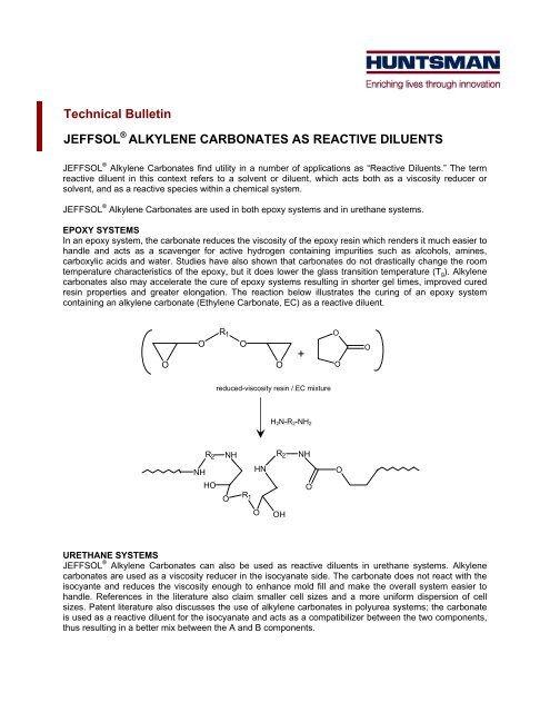 JEFFSOL Alkylene Carbonates as Reactive Diluents