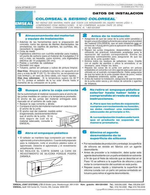 COLORSEAL Instalacion - Emseal Joint Systems, Ltd
