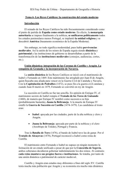 Los reyes católicos: la construcción del estado moderno