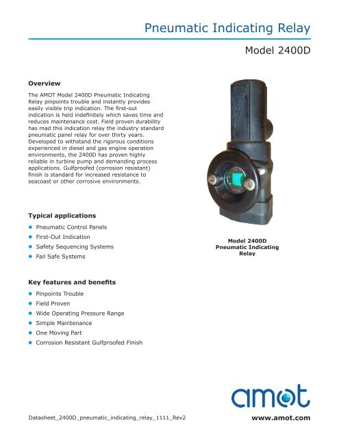 Pneumatic Indicating Relay - Amot