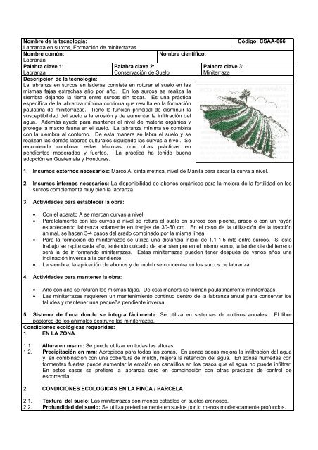 Labranza en surcos, Formación de miniterrazas - funica