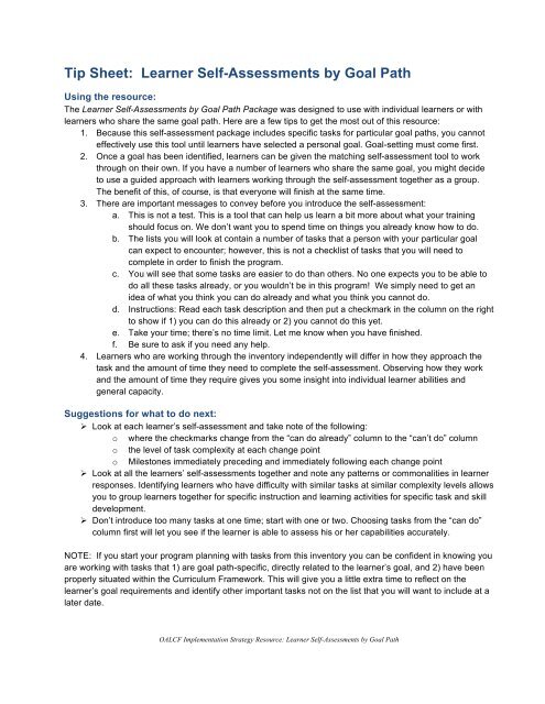 Learner Self-Assessment: Employment - CESBA