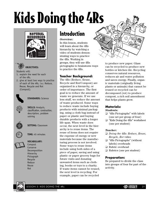 LESSON 3: KIDS DOING THE 4Rs - StopWaste.org