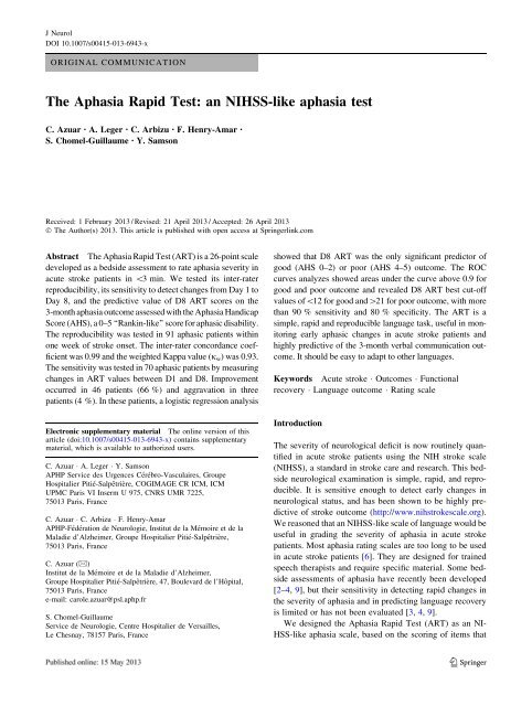 The Aphasia Rapid Test: an NIHSS-like aphasia test