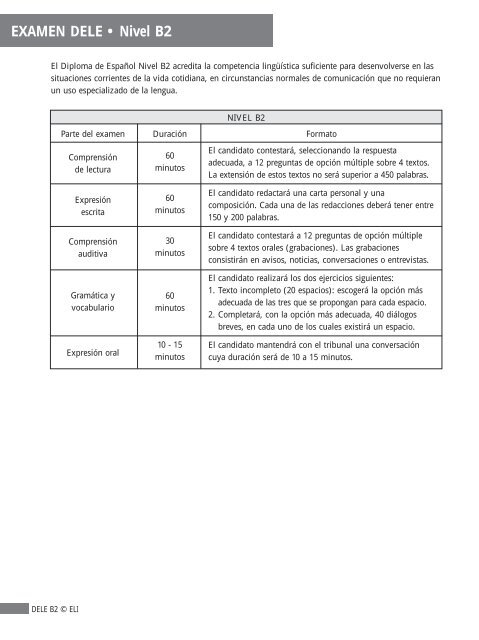 EXAMEN DELE • Nivel B2