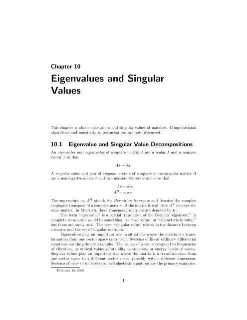 Eigenvalues And Singular Values 39 Pages Mathworks