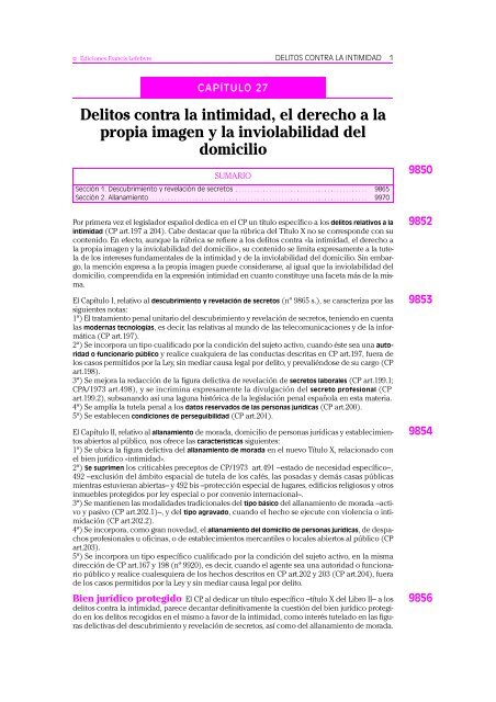 Delitos contra la intimidad, el derecho a la propia imagen y la ...