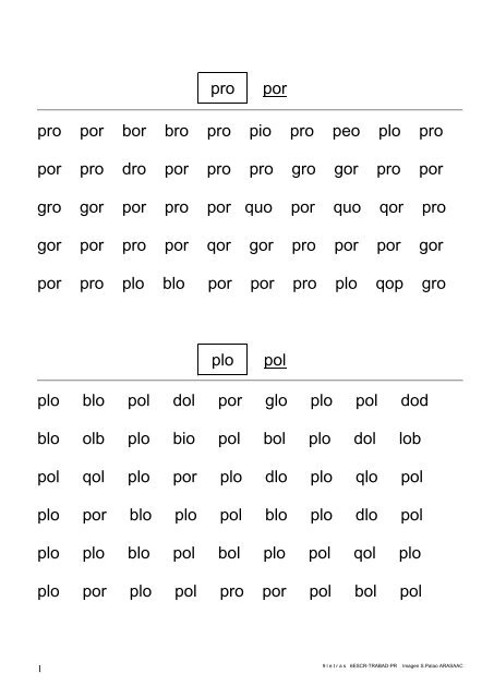 La Pl Y Pr Worksheet Lectura Y Escritura Silabas Trabadas Lectura