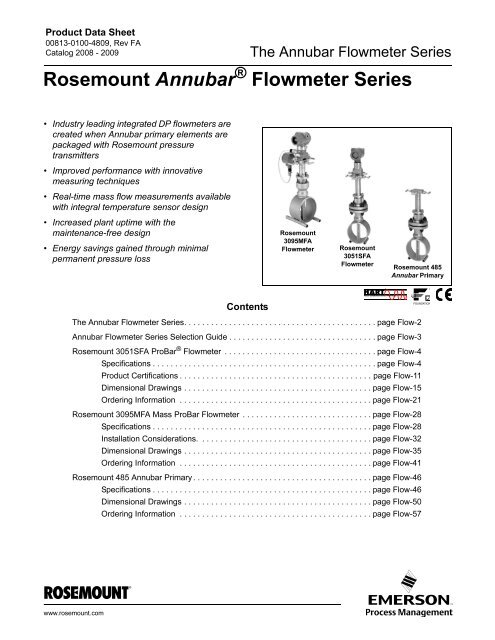 Rosemount Annubar Flowmeter Series