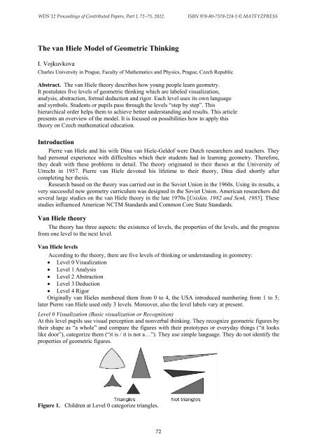 The van Hiele Model of Geometric Thinking - Faculty of Mathematics ...