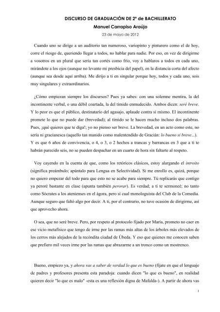 El Emotivo Discurso De Manuel Carrapiso Cose Nostre
